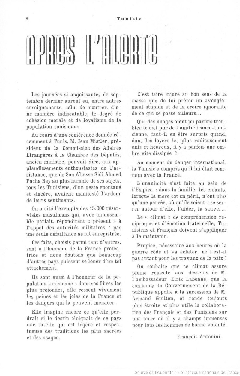 Les relations franco-tunisiennes menacées en 1938 · Milguerres Les relations franco-tunisiennes menacées en 1938 · Milguerres